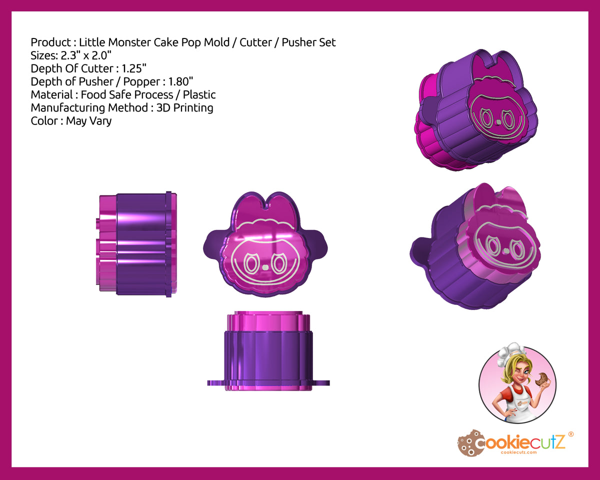 Little Monster Cake Pop Mold / Cutter / Pusher Set – Arbi Design ...